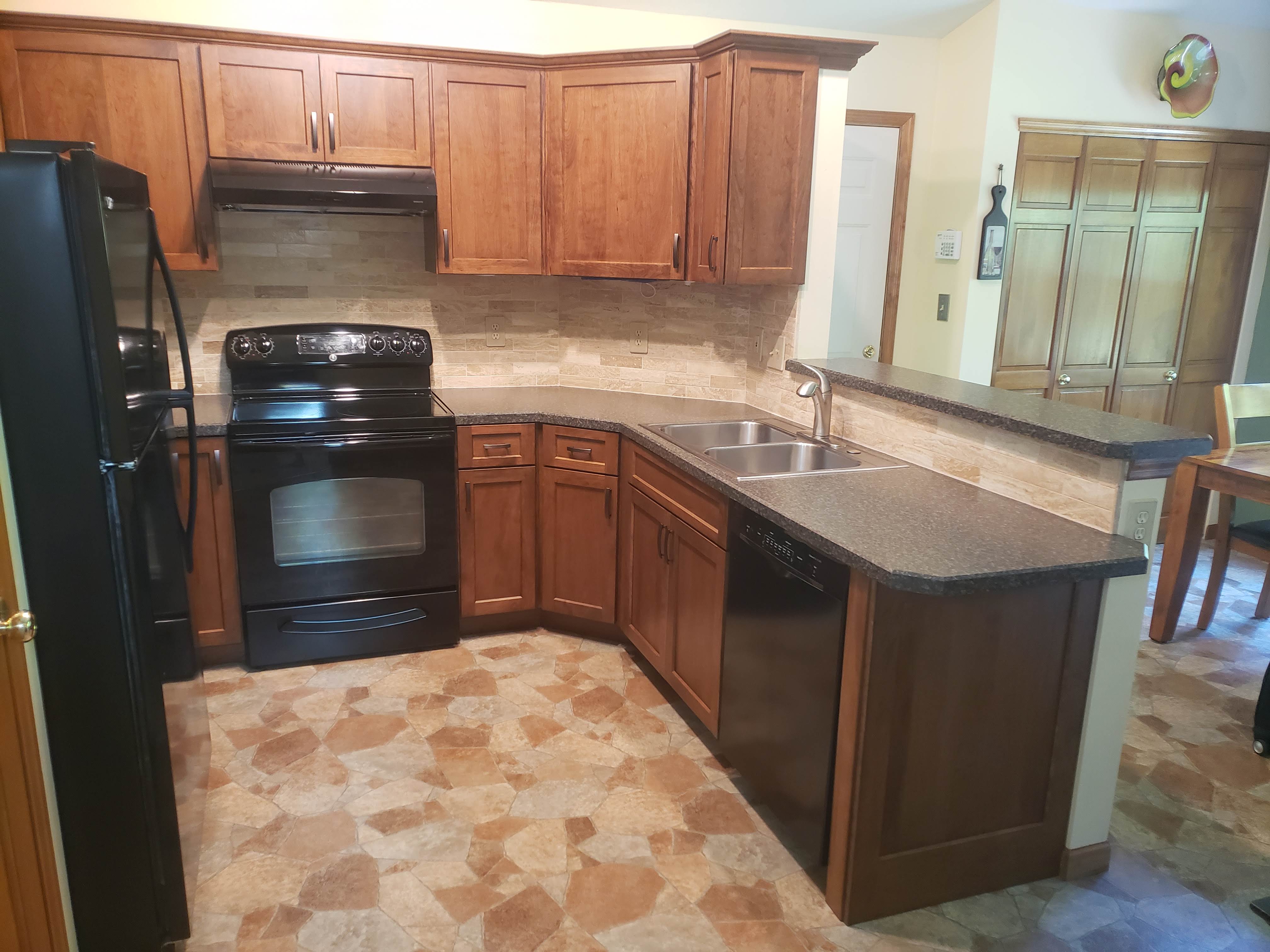 Colonial Cherry, Beveled Shaker, #6 Crown, Oil Rubbed Bronze Hardware ...