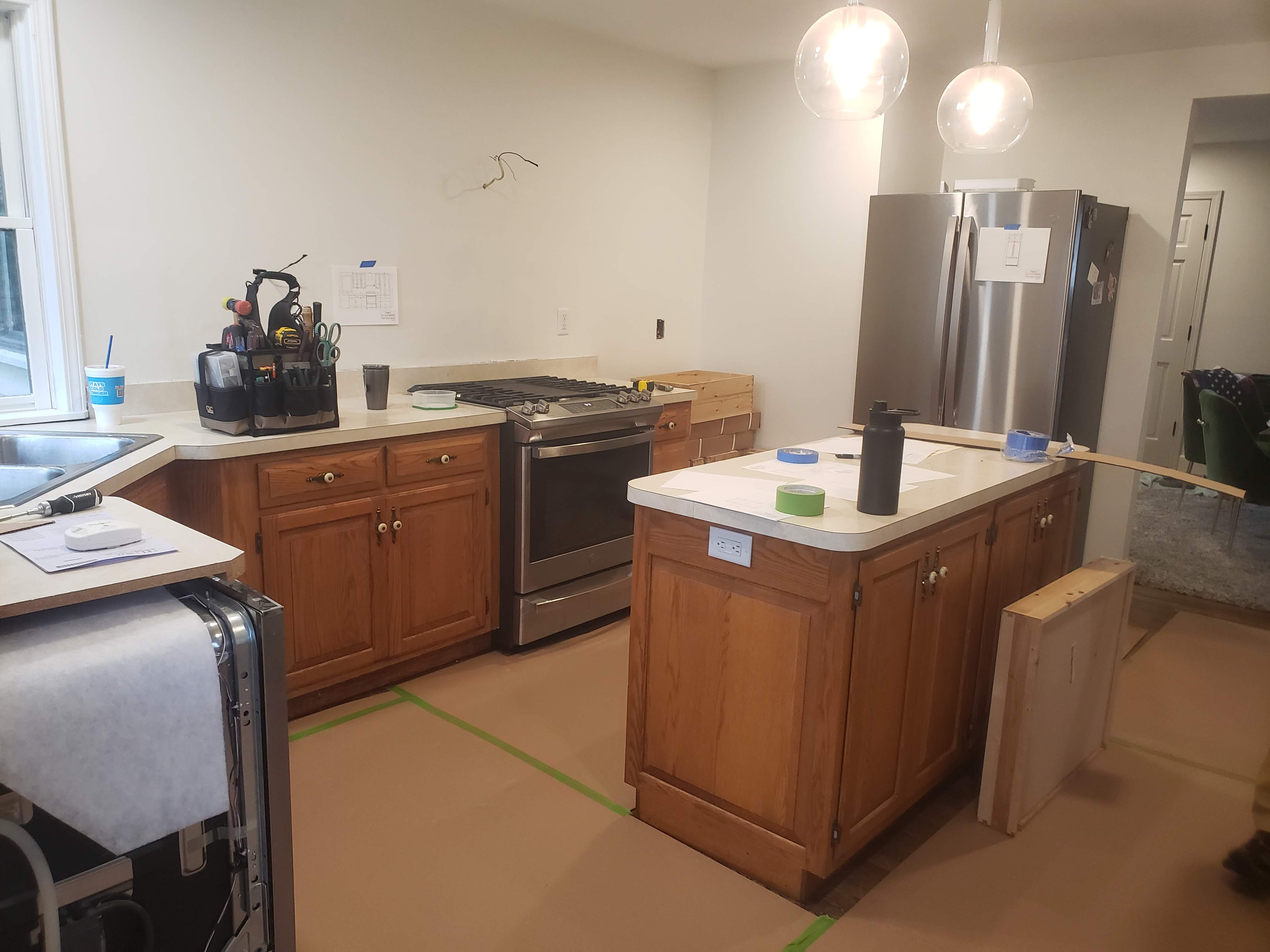 Frosty and Indigo Batik, Square Shaker w/Slab Drawers, New Cabinets ...