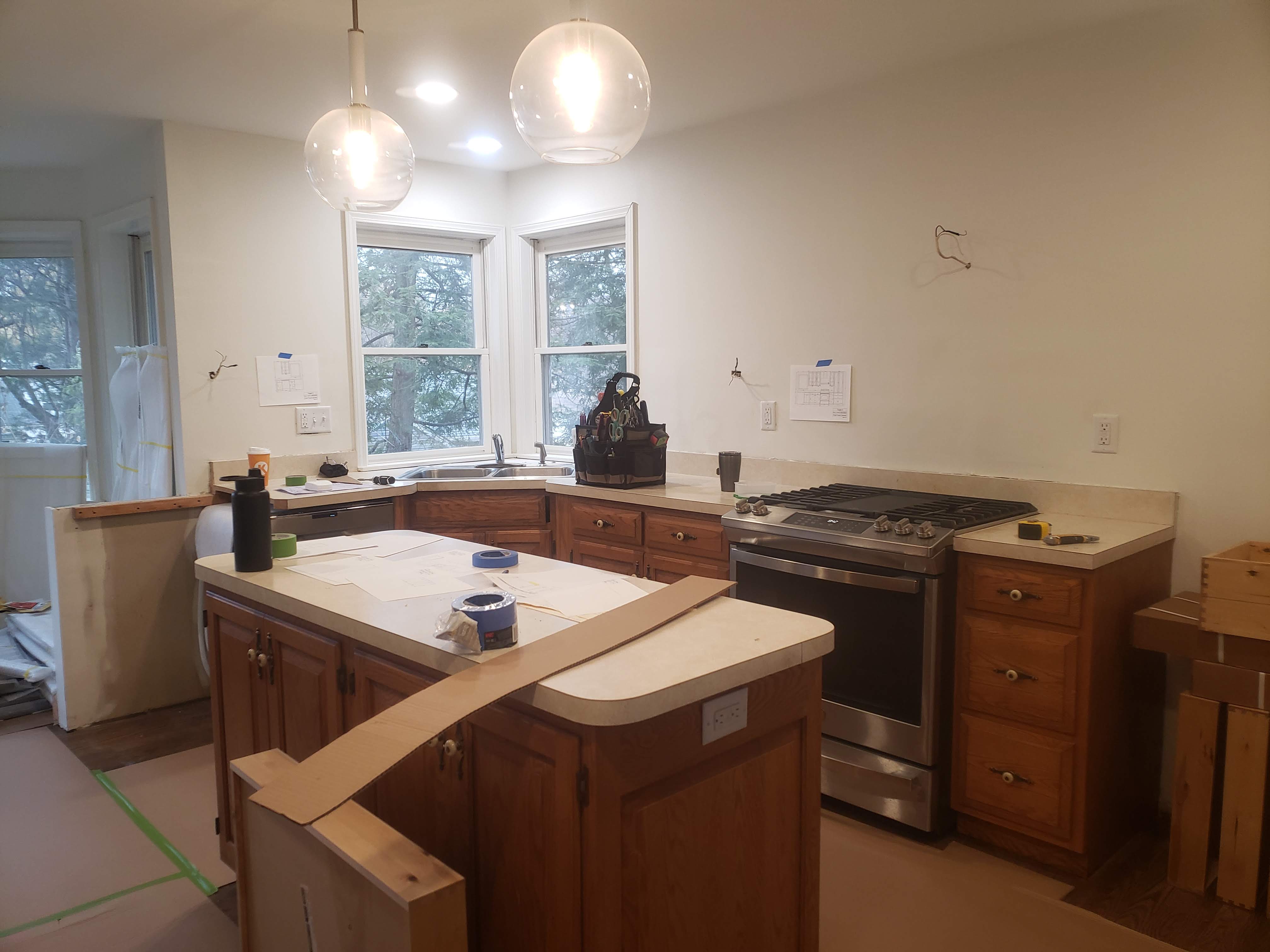 Frosty and Indigo Batik, Square Shaker w/Slab Drawers, New Cabinets ...