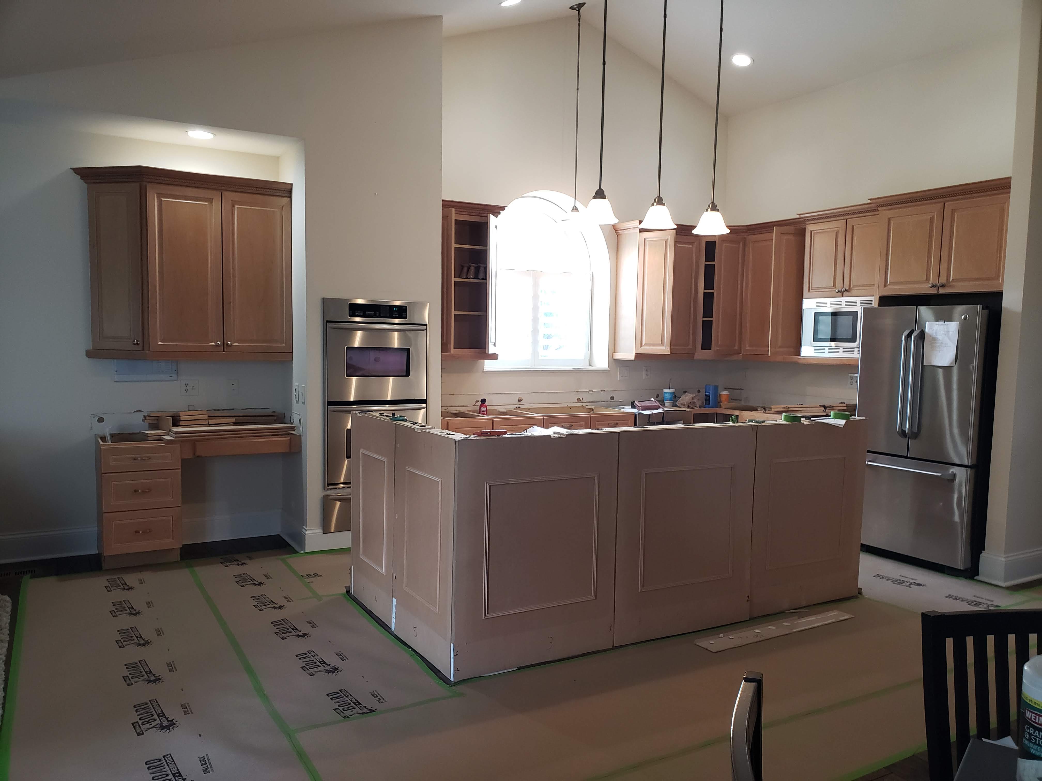 Frosty, Navy and Nickel Kitchen, New Island, False Oven Cabinet ...