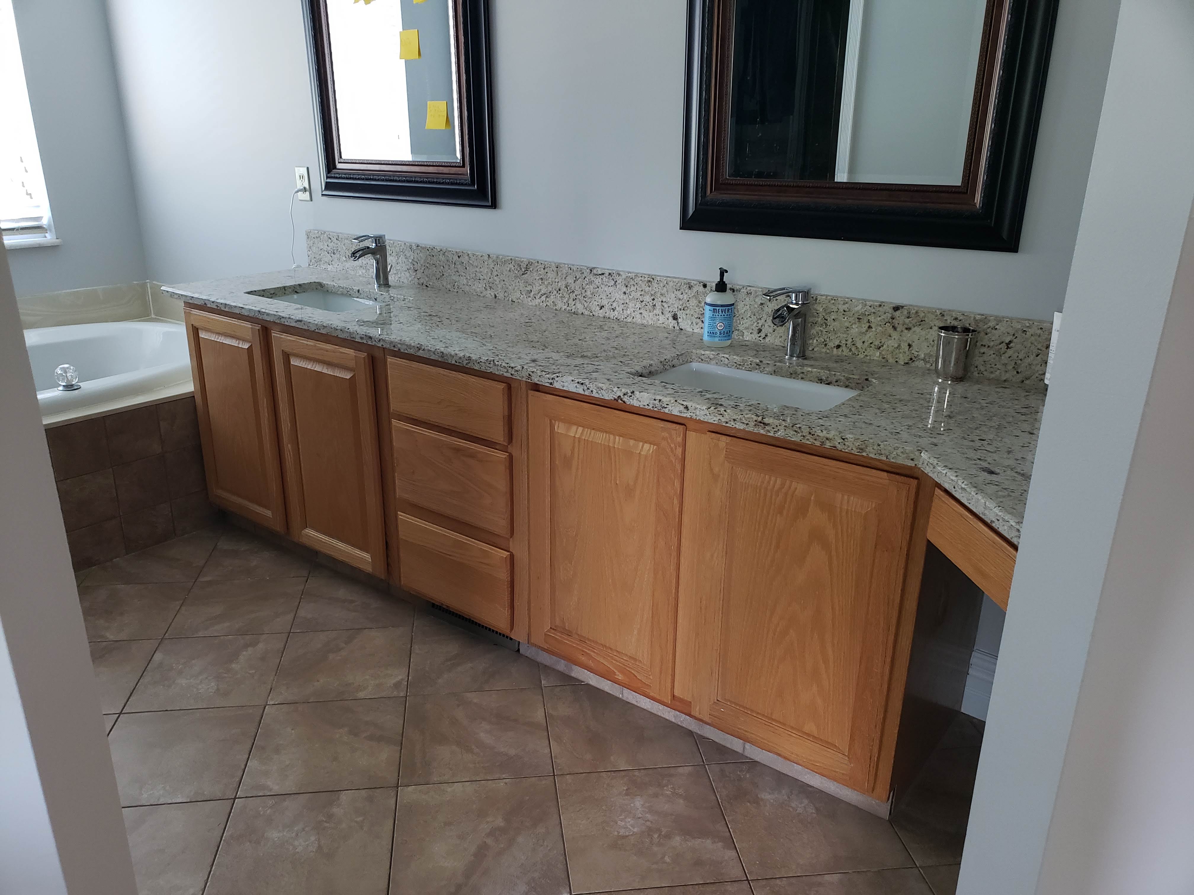 Regent Blue, Beveled Shaker, Wine Cubes, Stacked Cabinets, Black Hardware